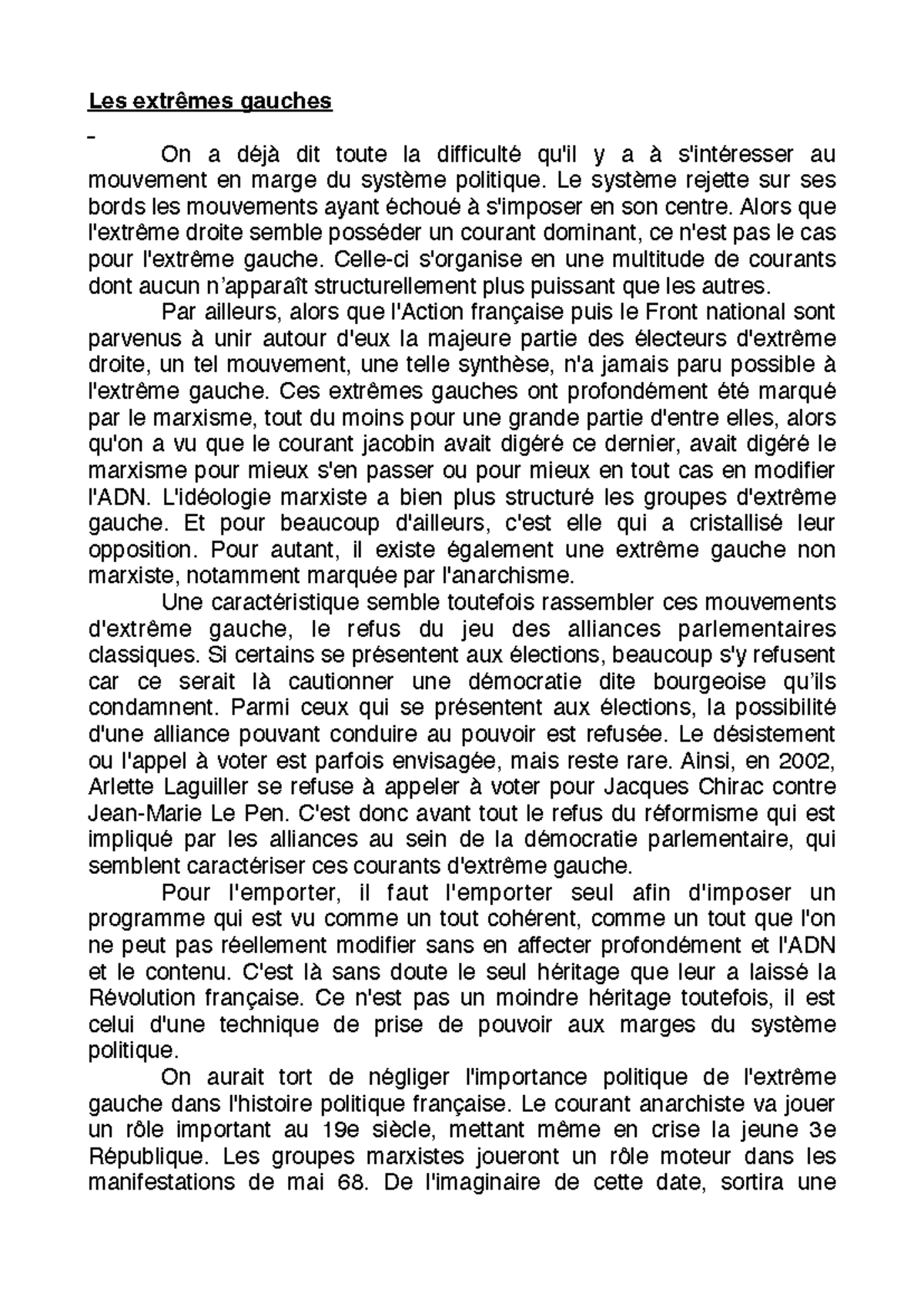 Les Courants de l'Extrême Gauche en France: Analyse et Contextes ...