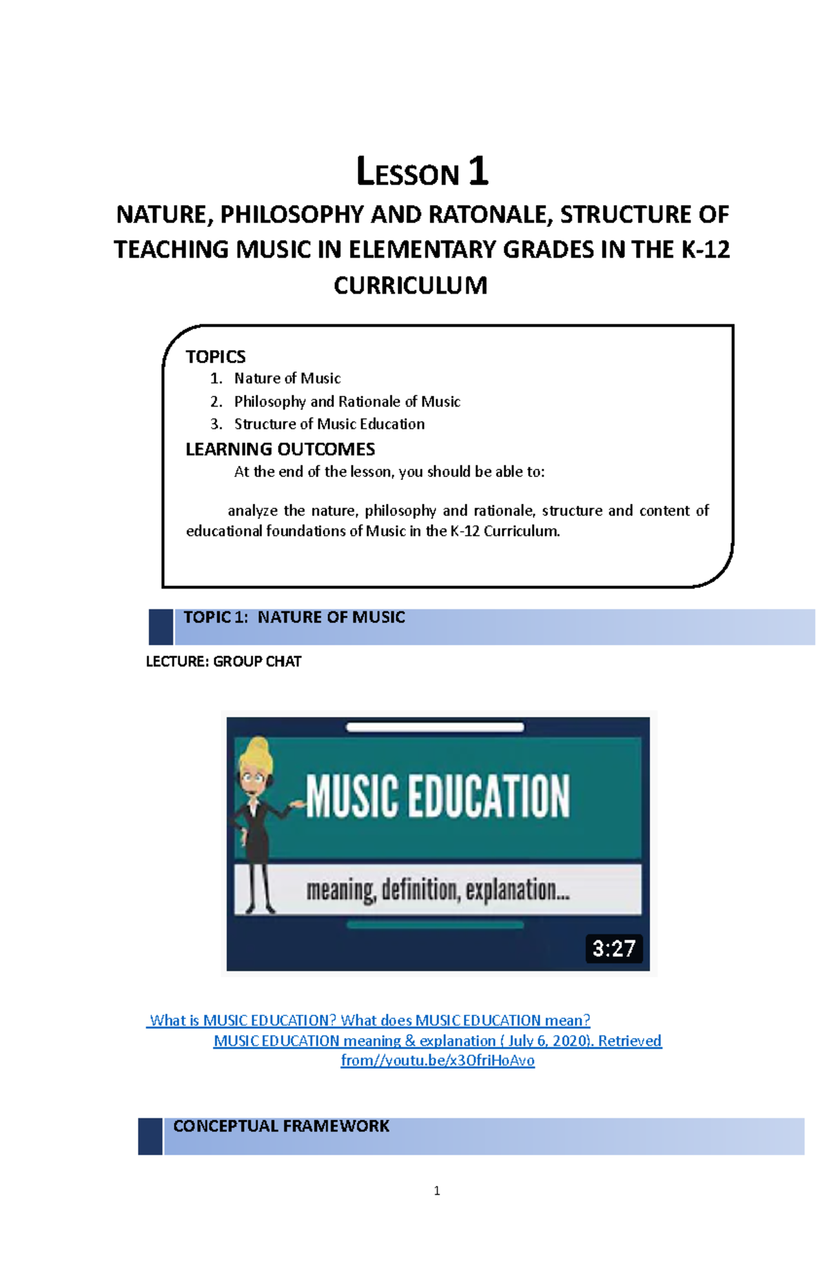 K-12 Music Education: Concepts & Framework for Curriculum Design - Studocu