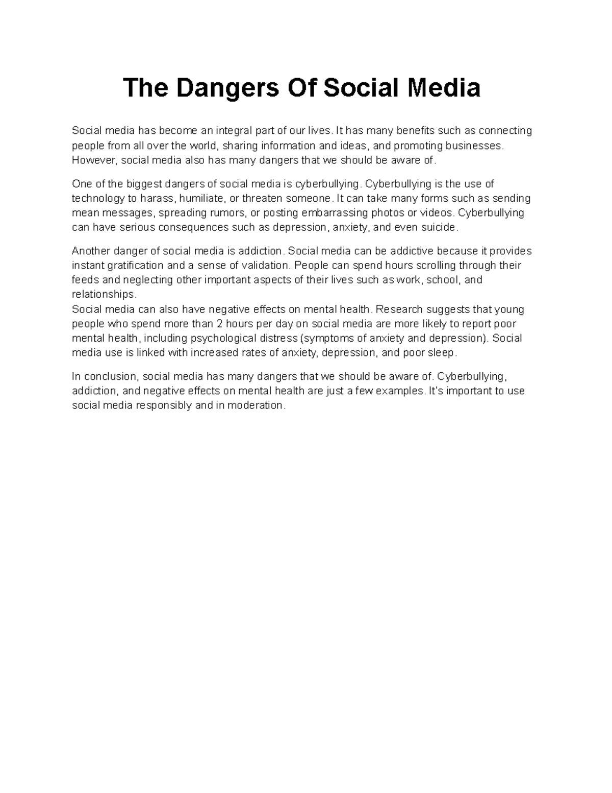 The Dangers Of Social Media - The Dangers Of Social Media Social media ...