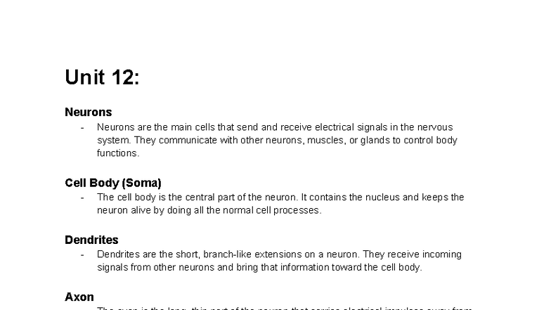 Lab Exam 4: Neurons, Brain Anatomy, and Cranial Nerves Overview - Studocu