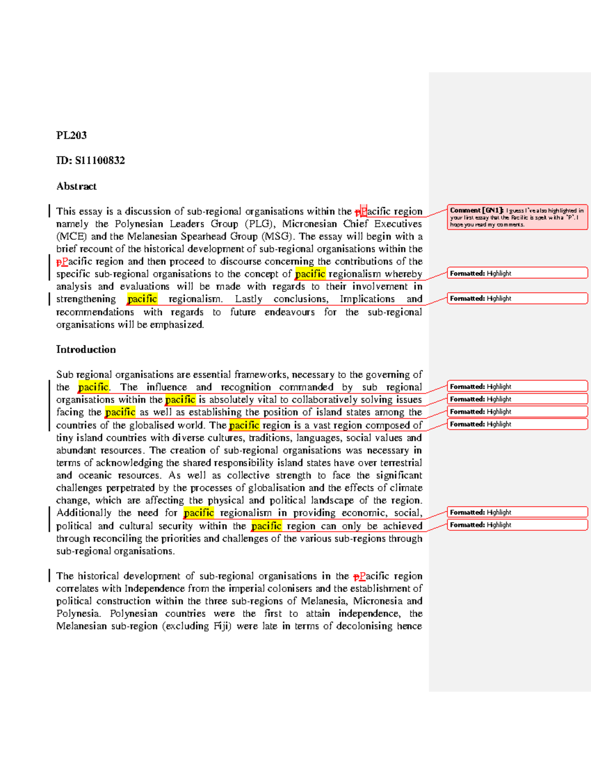 PL S Essay 2: Sub-Regional Organizations in the Pacific Region - Studocu