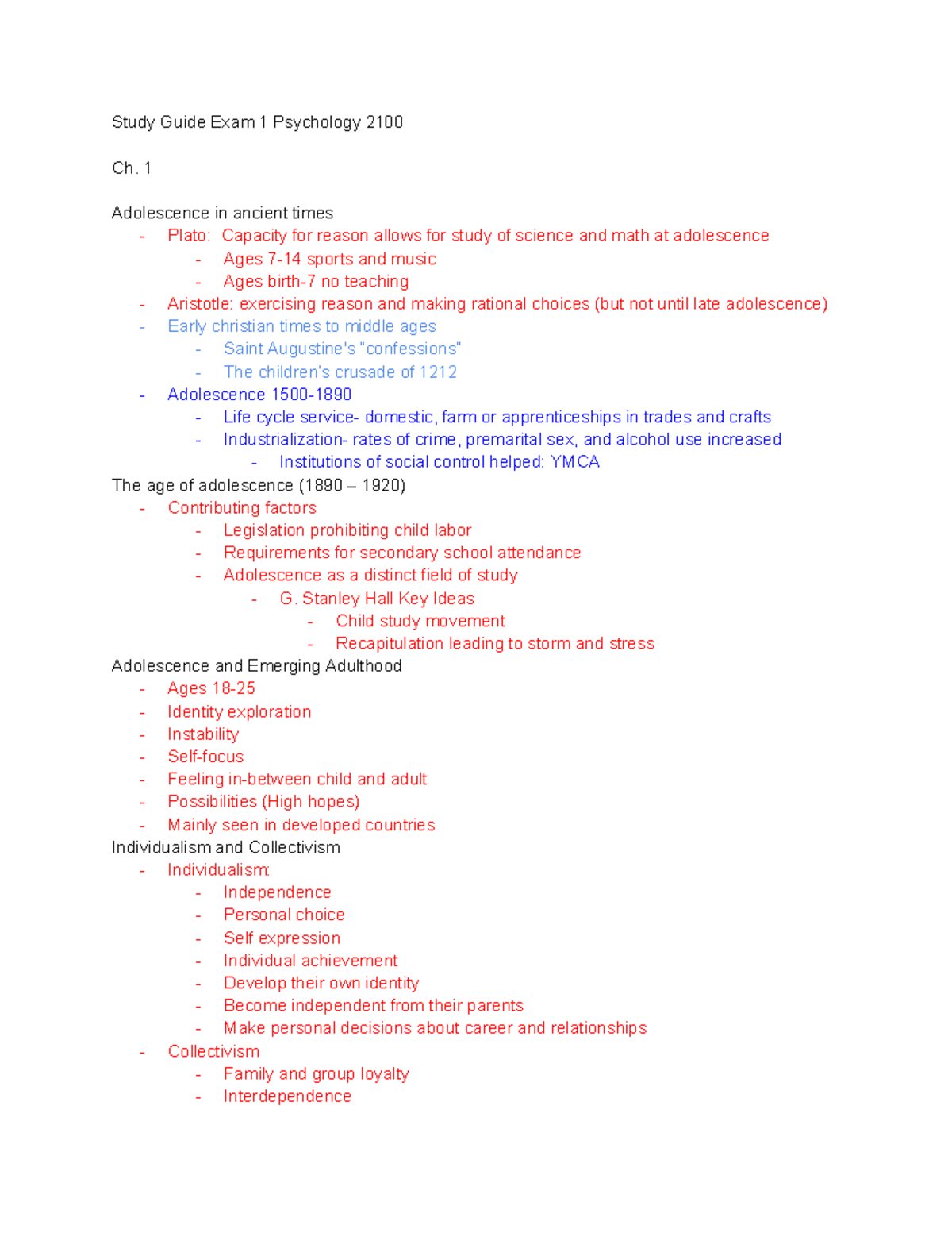 Psychology 2100 Study Guide for Exam 1: Key Concepts & Theories - Studocu