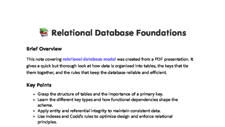 Chap3 13e Relational Model Overview and Key Concepts - Studocu