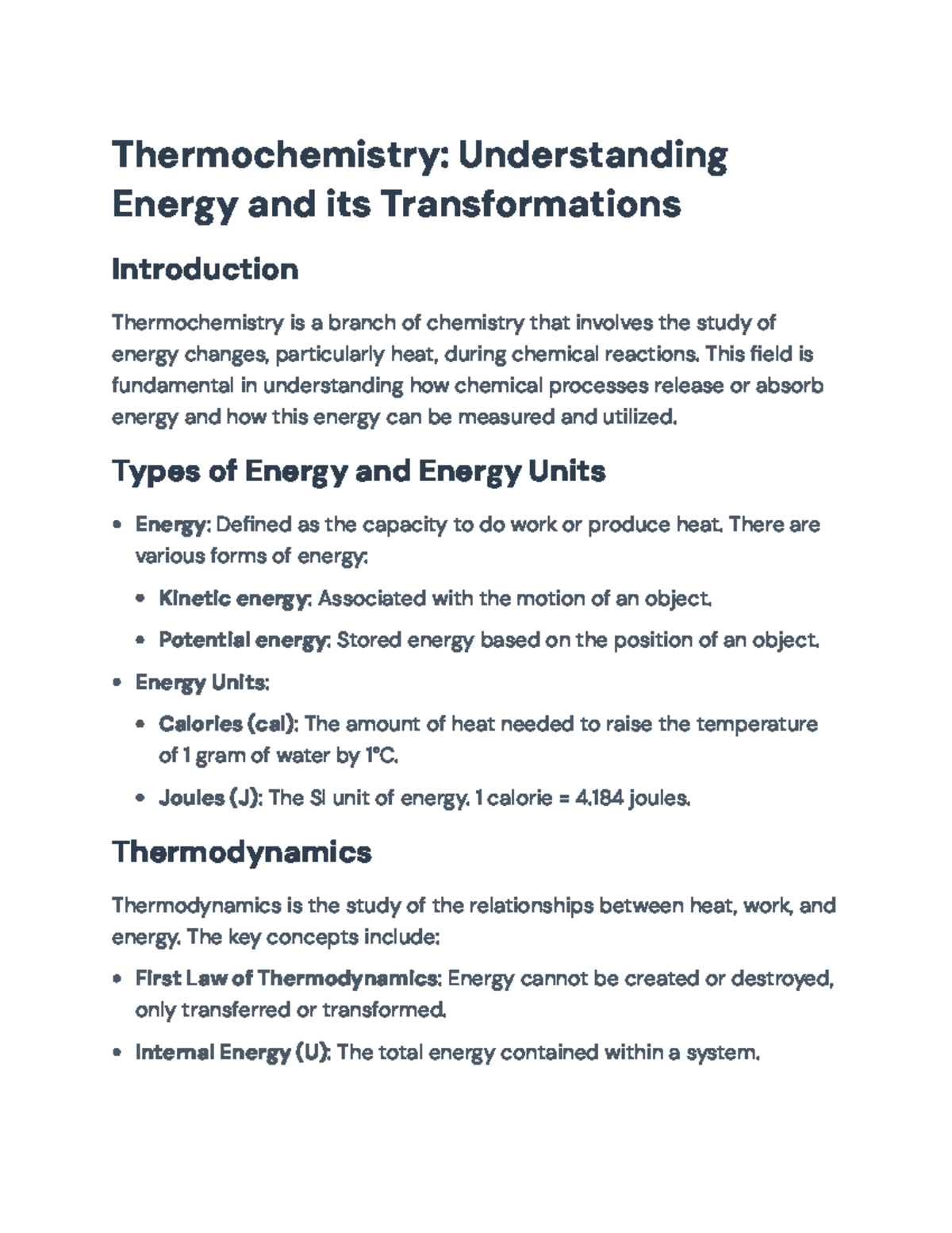 Thermochemistry: Energy Changes and Heat Transfer Principles ...