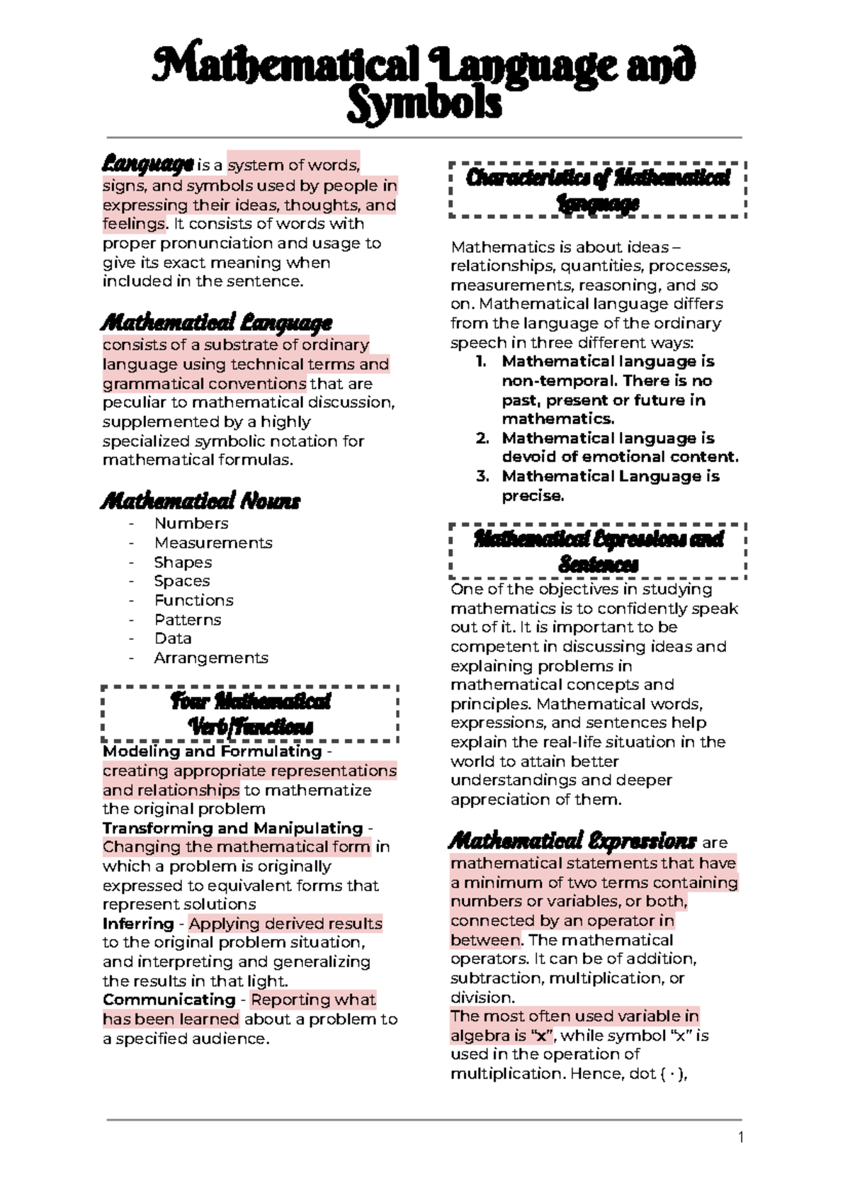 MMW - Topic 2 - Sets and Subsets - Mathematical Language and Symbols ...