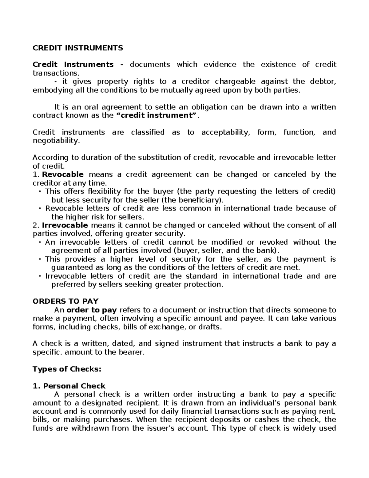 CC-Midterm-Reviewer: Understanding Credit Instruments and Management ...