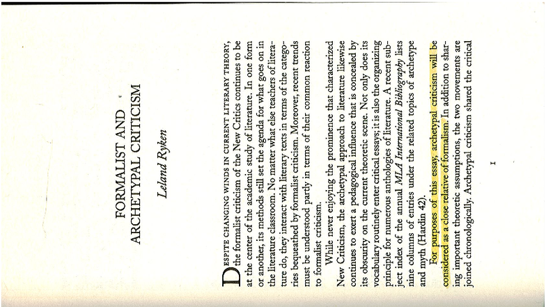 A-Formalist 1 - Lecture Notes on Formalist and Archetypal Criticism ...