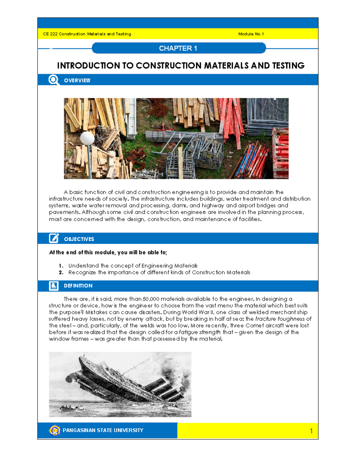 Construction Materials and Testing - Module 1 - CHAPTER 1 c ...