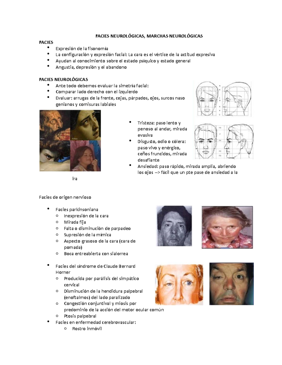 Facies Neurológicas y Marchas en Medicina Interna - Semiótica - Studocu