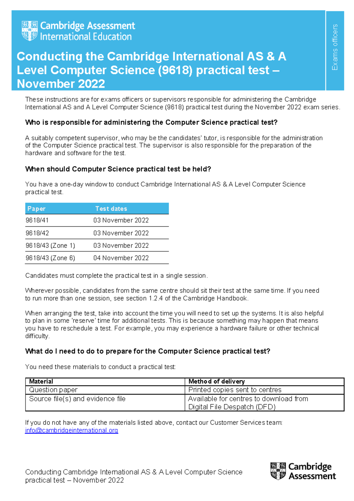 Conducting Cambridge International AS & A Level CS Practical Test 9618 ...