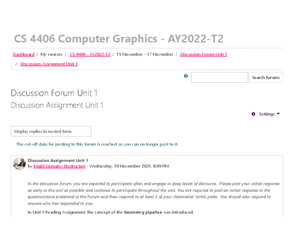 CS 4406 - AY2022-T2 Discussion Assignment Unit 1 - CS 4406 Computer ...