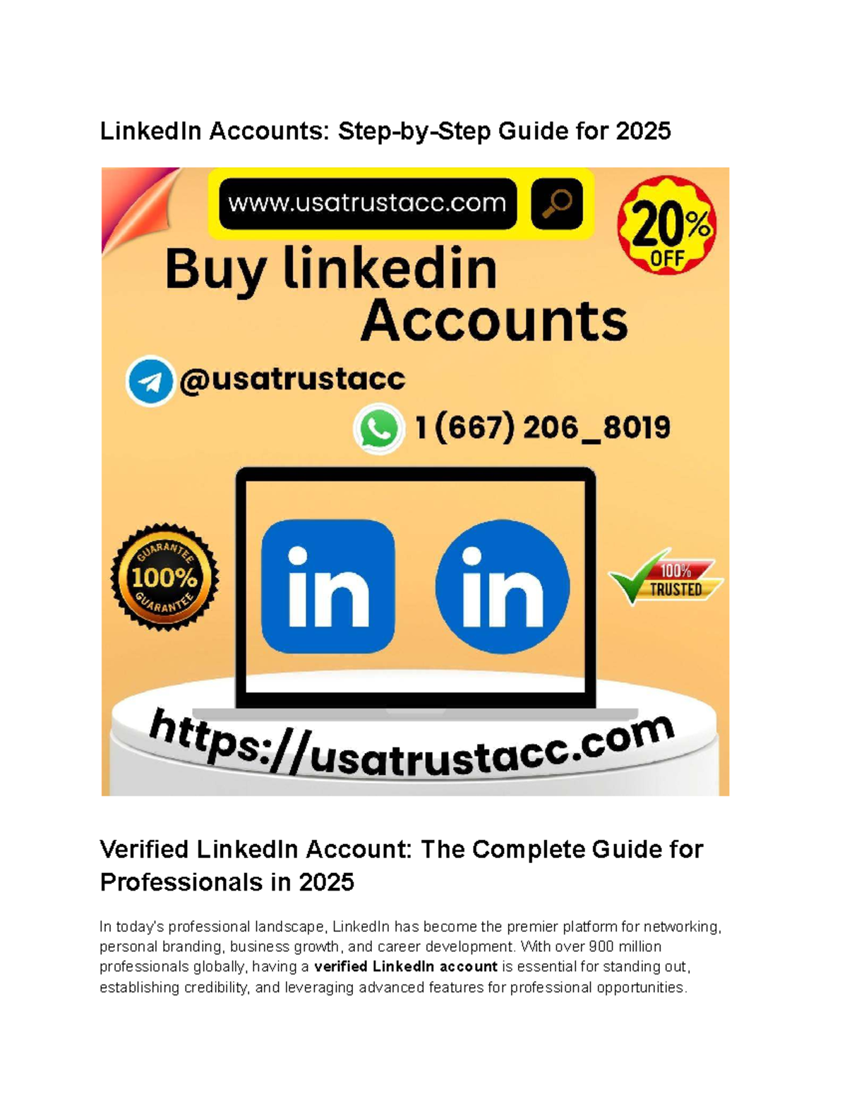 LinkedIn Accounts: Step-by-Step Guide for 2025 Verification - Studocu