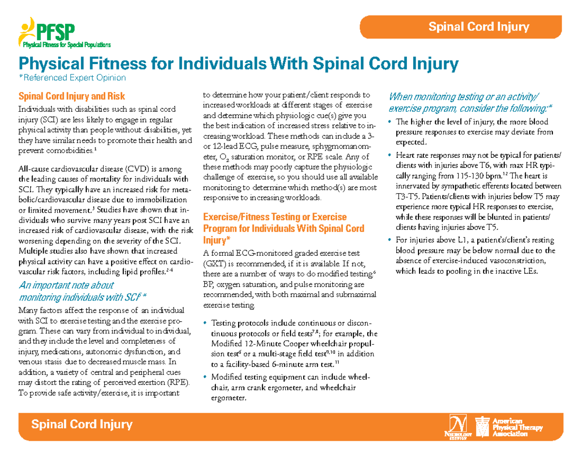 Spinal Cord Injury (SCI) Circuit Resistance Training Program Guide ...