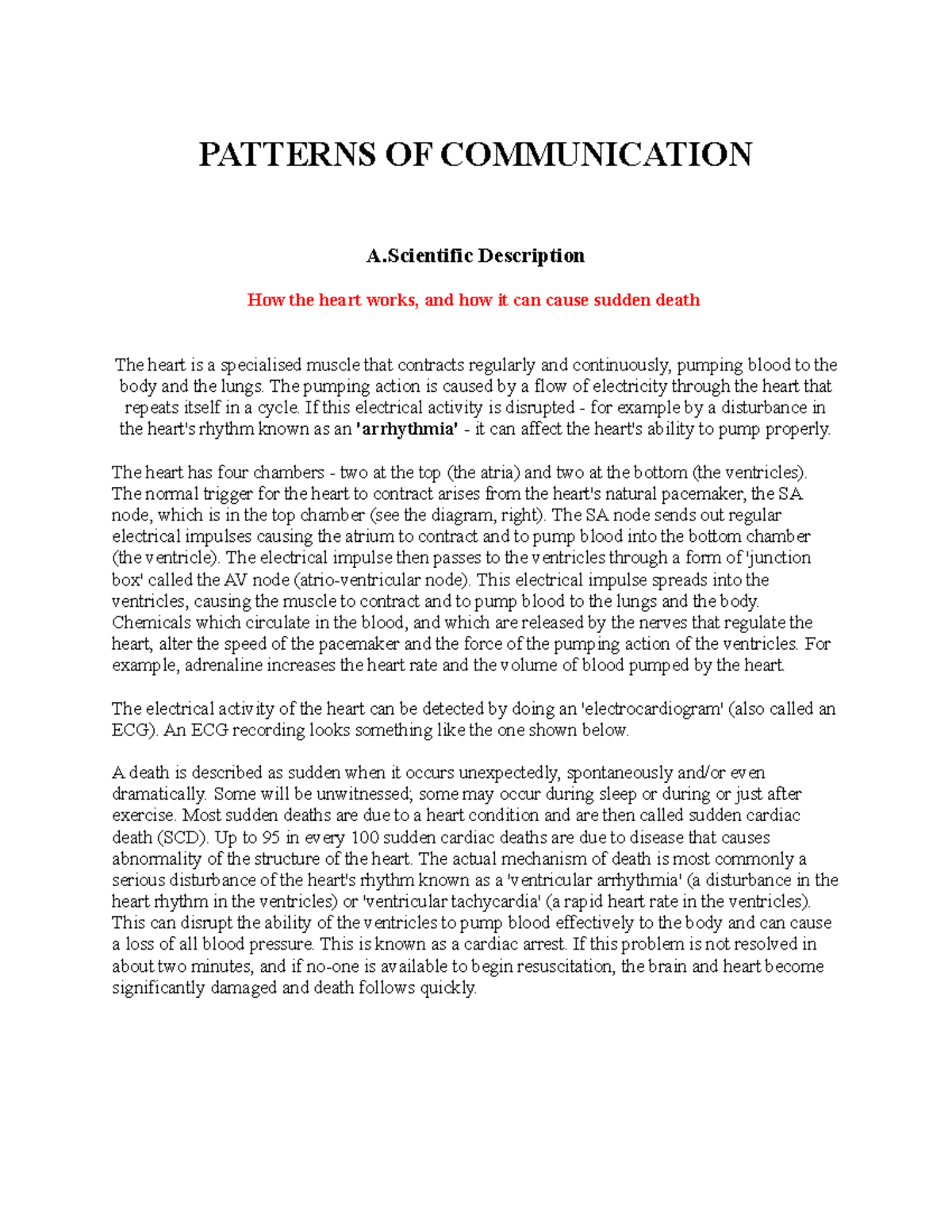 Patterns of communication - PATTERNS OF COMMUNICATION A Description How ...