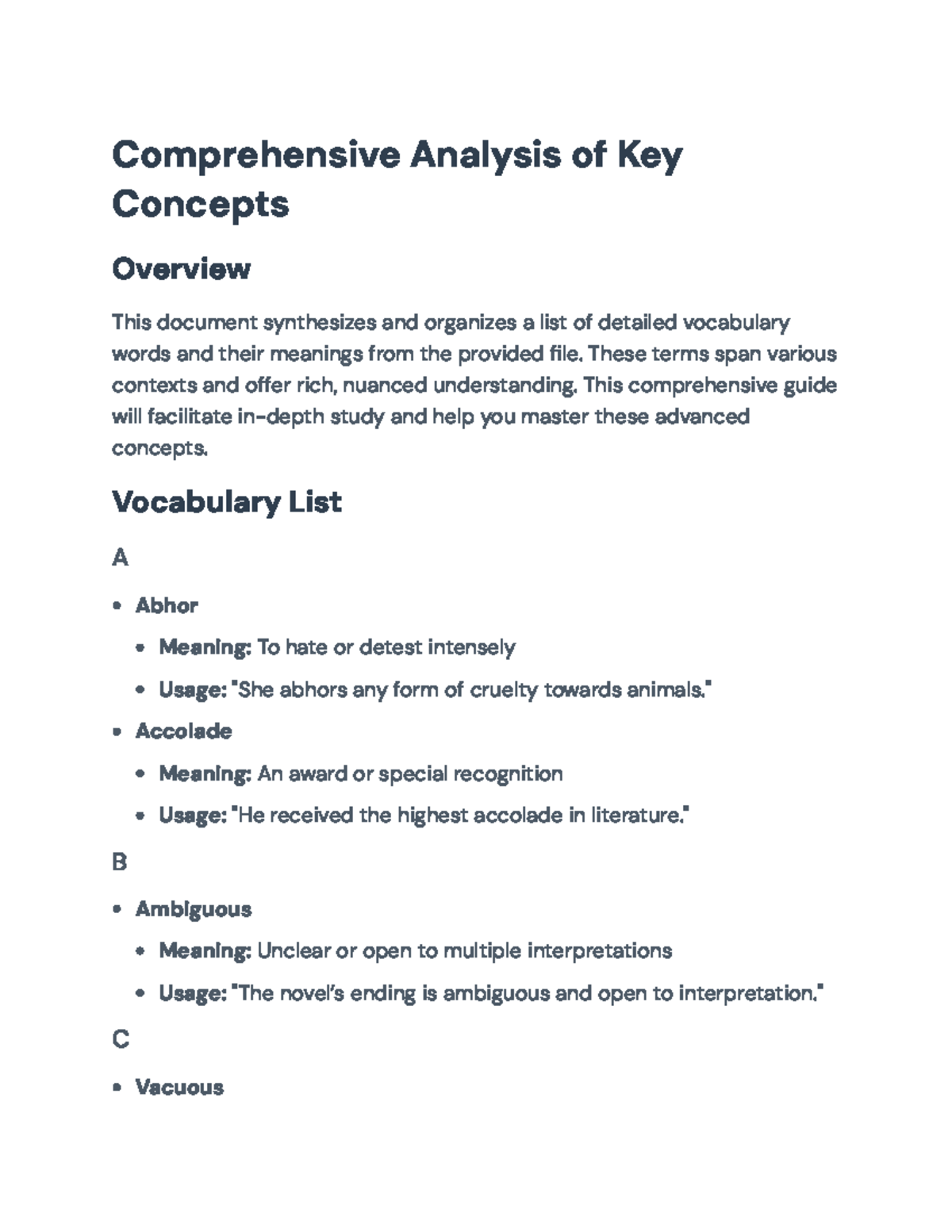 Comprehensive Vocabulary Guide: Mastering Advanced Terms and Meanings ...