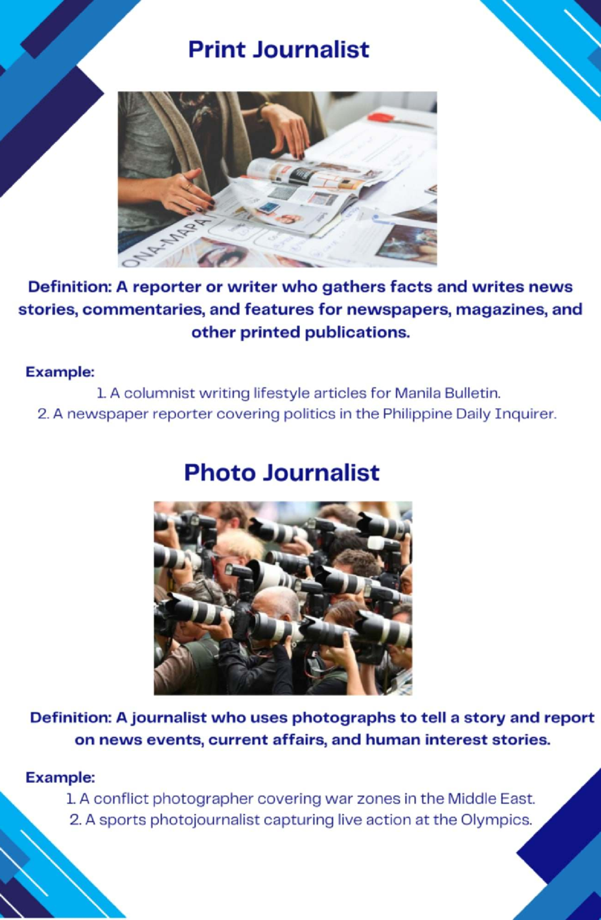 Journalism Definitions: Print & Photo Journalists Explained - Studocu