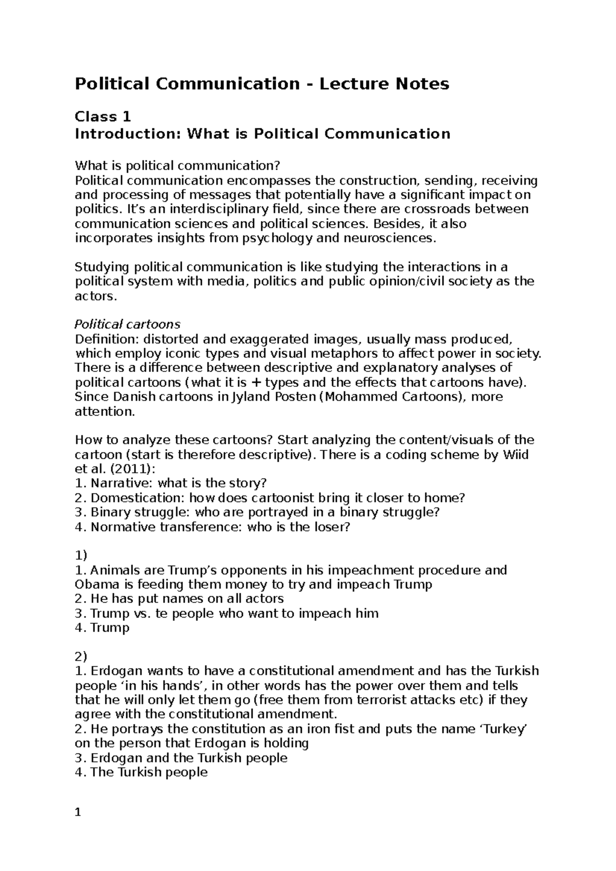 Political Communication - Lecture Notes (POLCOM 101) - Studeersnel