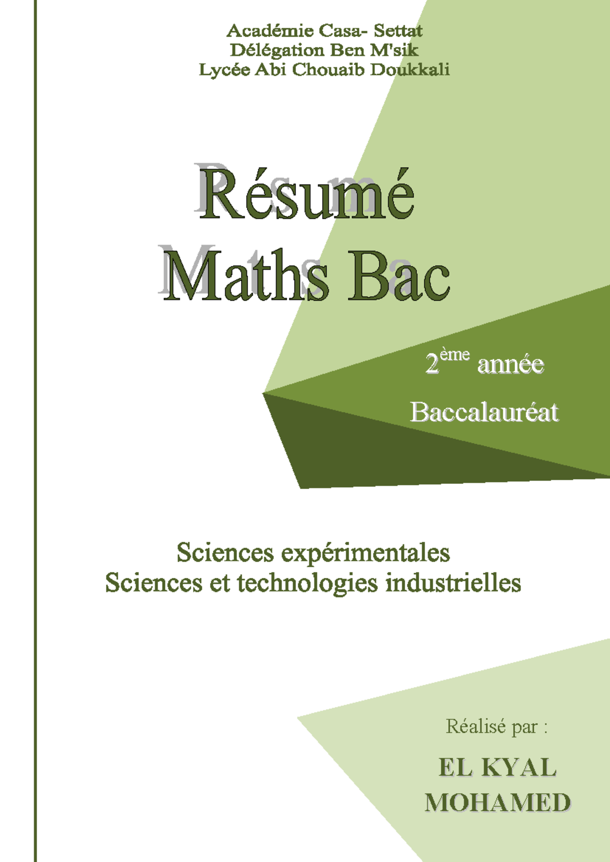 Résumé de Mathématiques pour le Baccalauréat 2ème année - Cours et ...