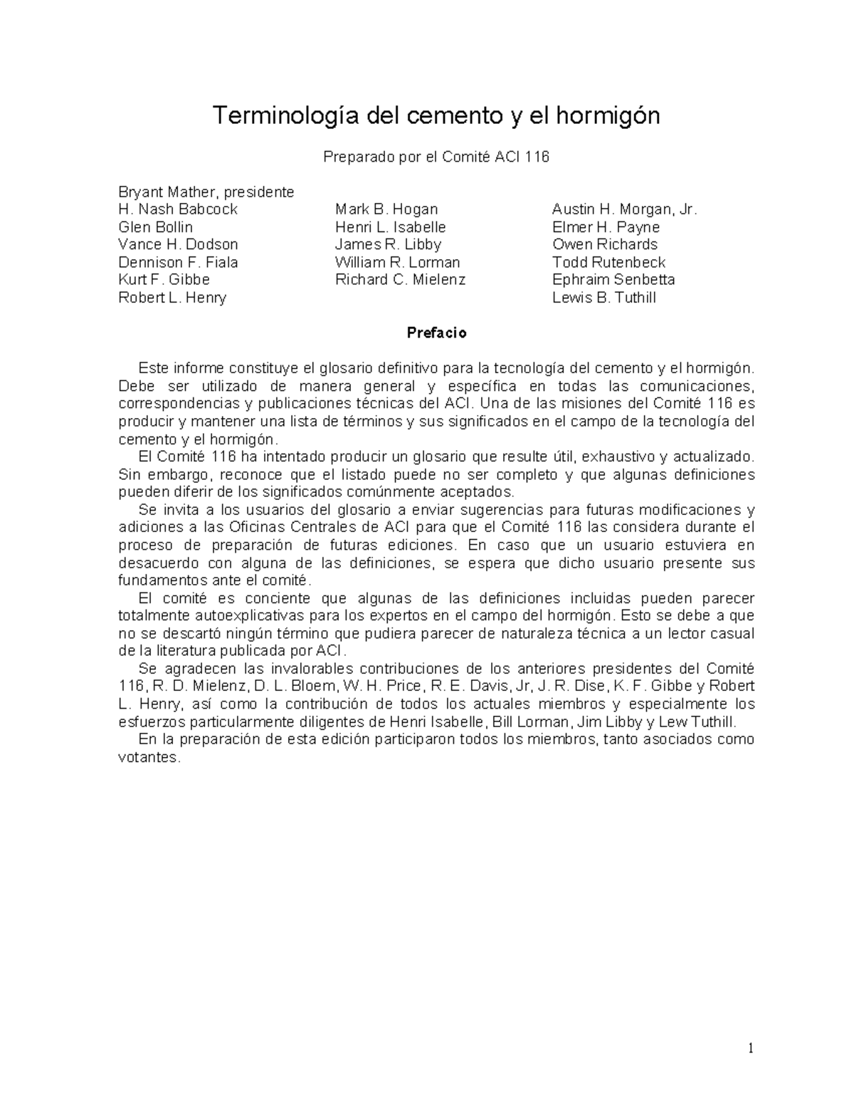 ACI 116 - Glosario de Términos sobre Cemento y Concreto - Studocu