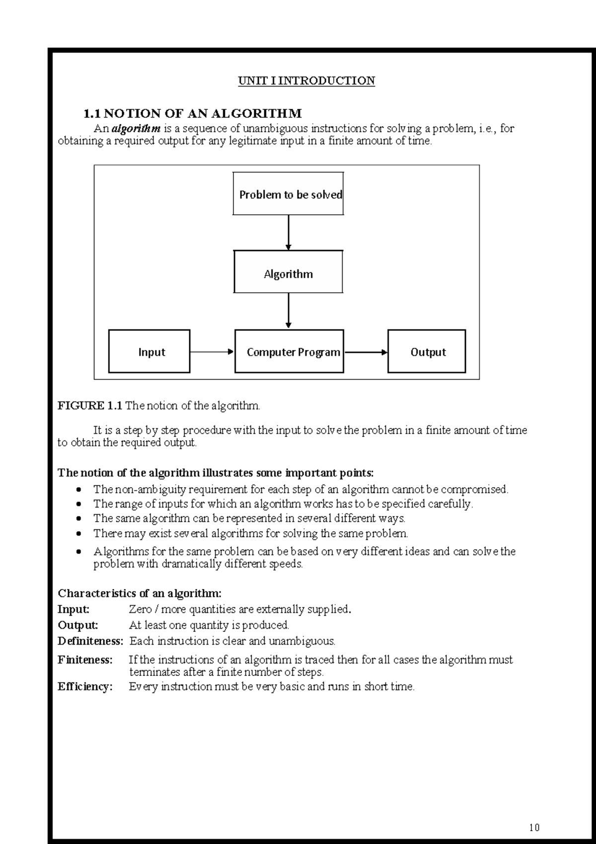 Unit I - Introduction to Algorithms and Problem Solving Techniques ...