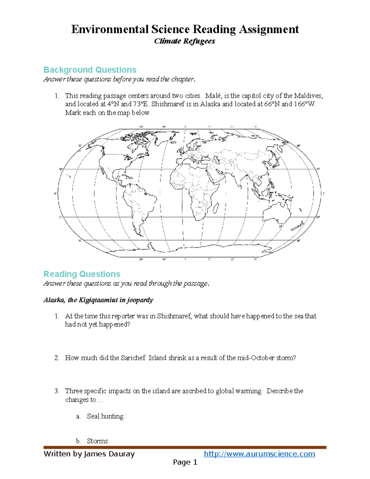 Environmental Science Reading Assignment: Climate Refugees Overview ...