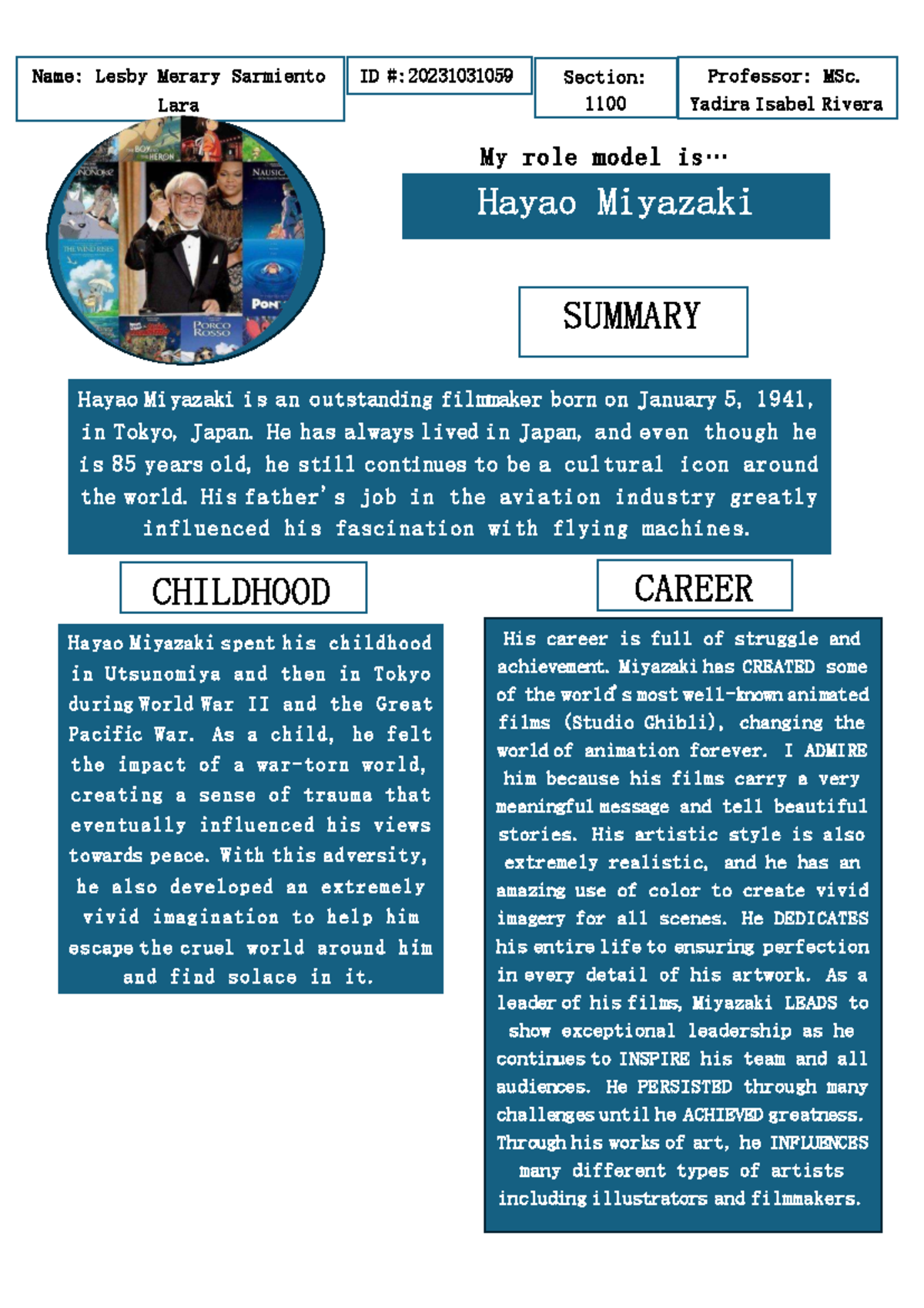 Role Model Essay: Hayao Miyazaki - IIPAC 2026 Unit 1 Lesson 1 - Studocu