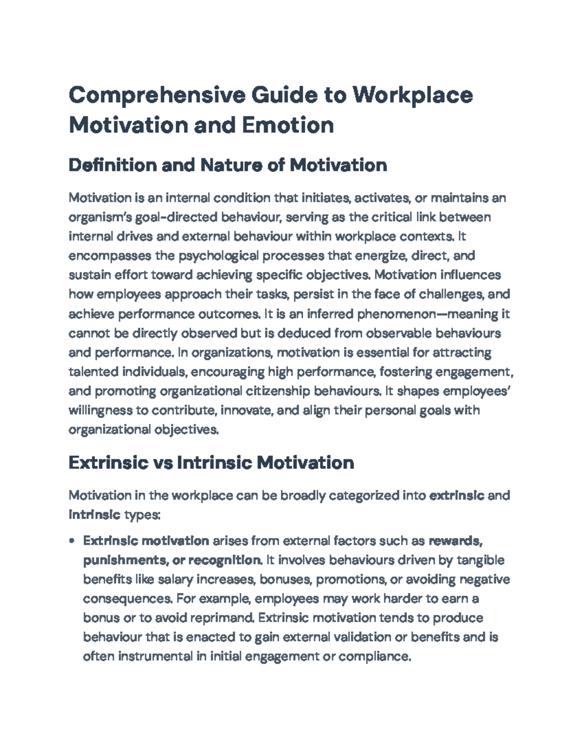 Comprehensive Guide to Theories of Workplace Motivation and Emotion ...