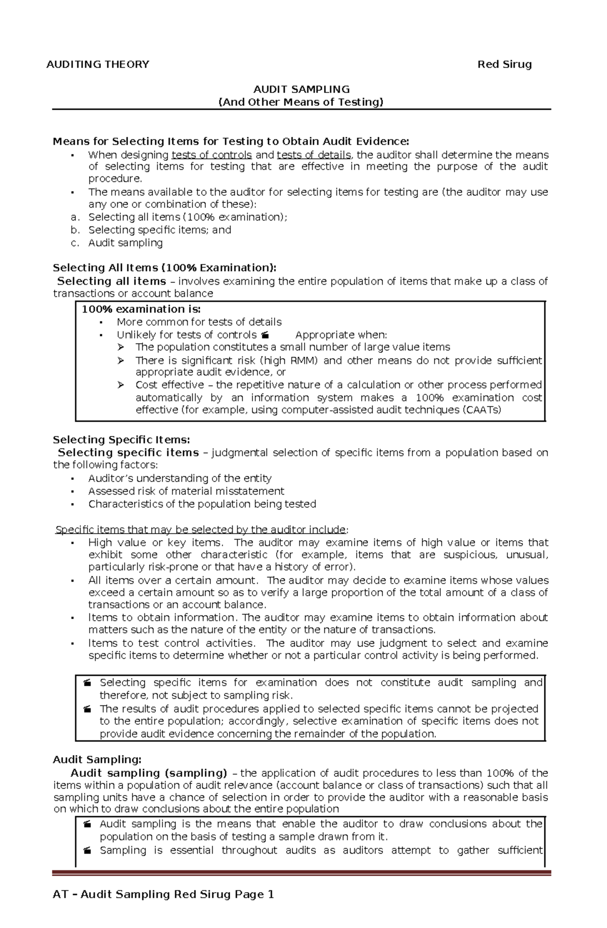 AT-Audit-Sampling: Key Concepts and Methods for Effective Testing - Studocu