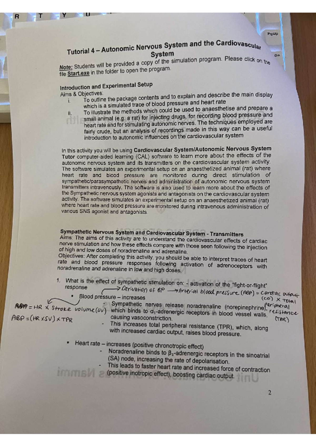 Week 4 Clinical Pharmacology (NATS2008) Tutorial on Autonomic Nervous ...