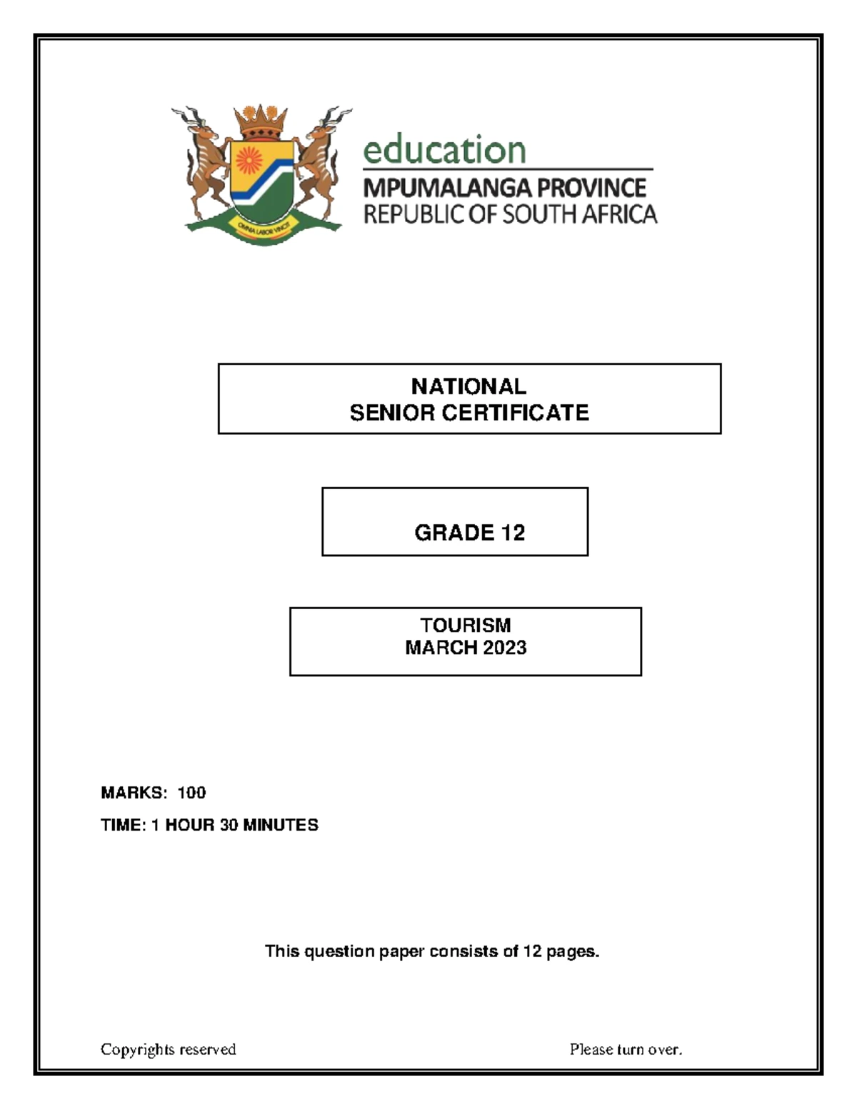 Tourism FM Share Practice Questions FEB MAR 2016 2018 MAY JUNE 2018