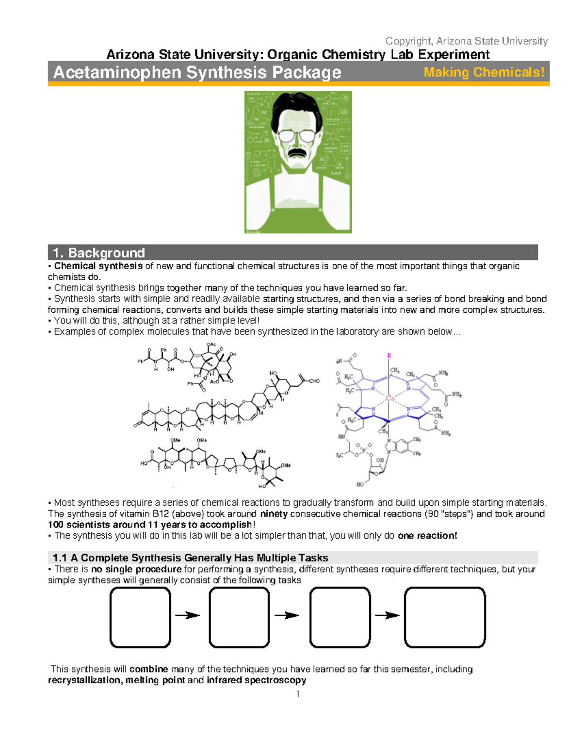 Acetominophen - Acetaminophen Lab Synthesis Packet - Copyright, Arizona ...