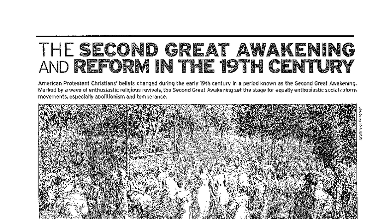 U.S. HISTORY: The Second Great Awakening & 19th Century Reforms - Studocu