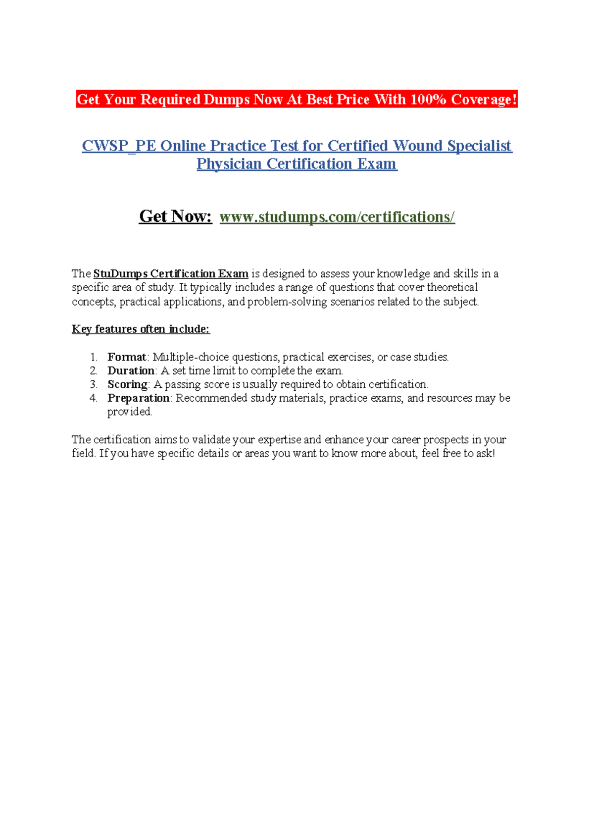 CWSP PE Online Practice Test for Certified Wound Specialist Physician ...