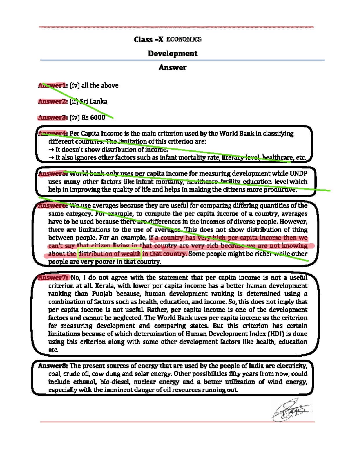 Ch1 - Class 10 ECONOMICS Development Summary Notes for Quick Pre-Test ...