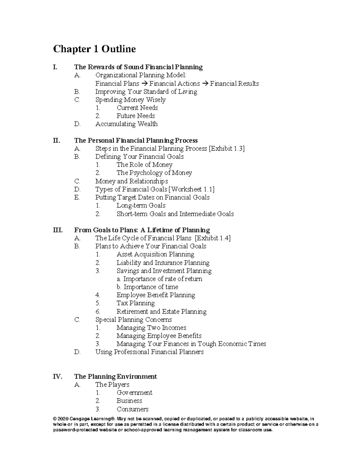 Understanding the Financial Planning Process - CH 1 Outline - Studocu