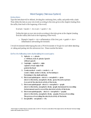 Word Surgery Skeletal - Word Surgery (Skeletal) Instructions: Type the ...