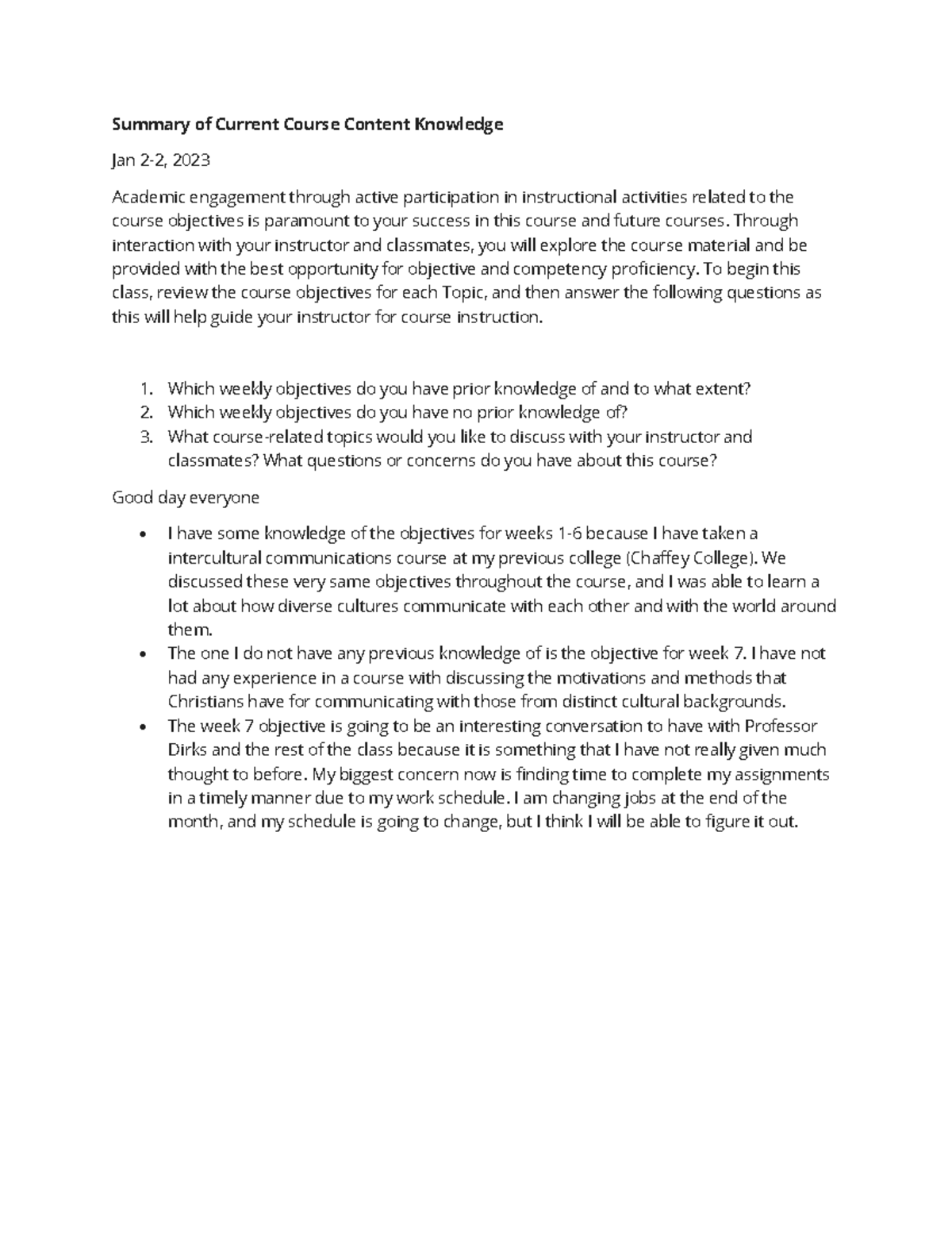 COM-263-0500 Summary of Course Objectives and Student Insights - Studocu