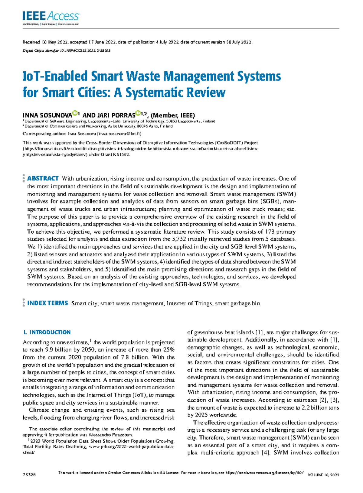 IoT-Enabled Smart Waste Management Systems for Smart Cities: A ...