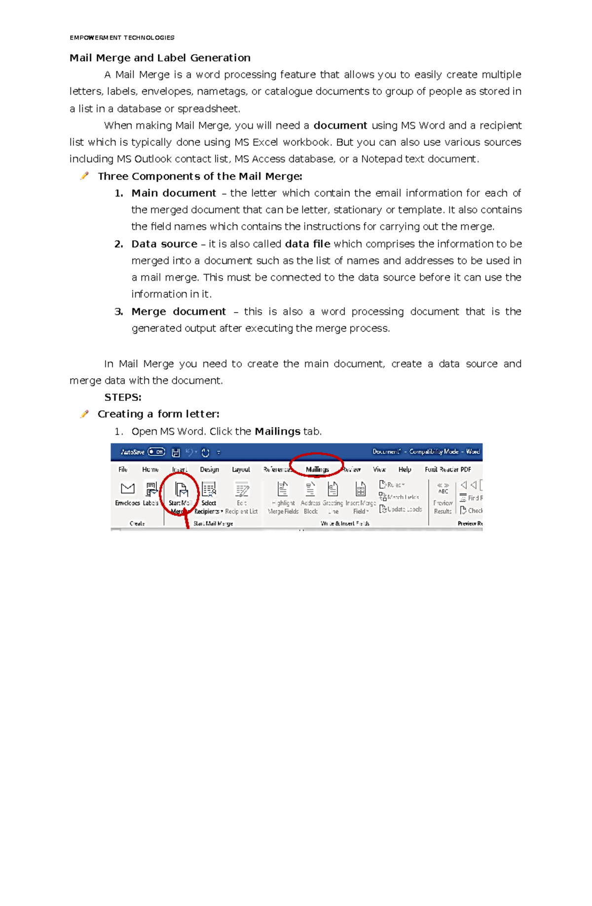 Mail Merge Techniques and Label Generation for LAS Course - Studocu