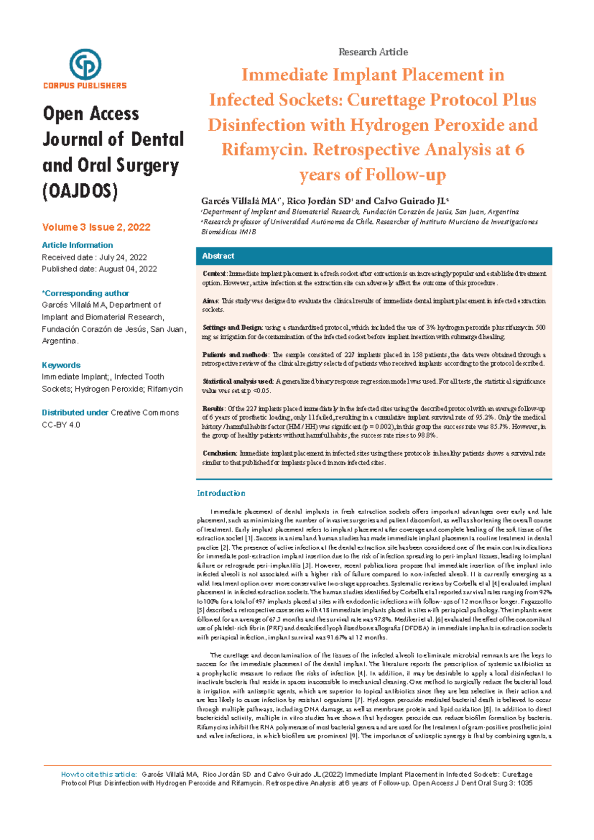 Immediate Implant Placement in Infected Sockets Curettage Protocol Plus ...