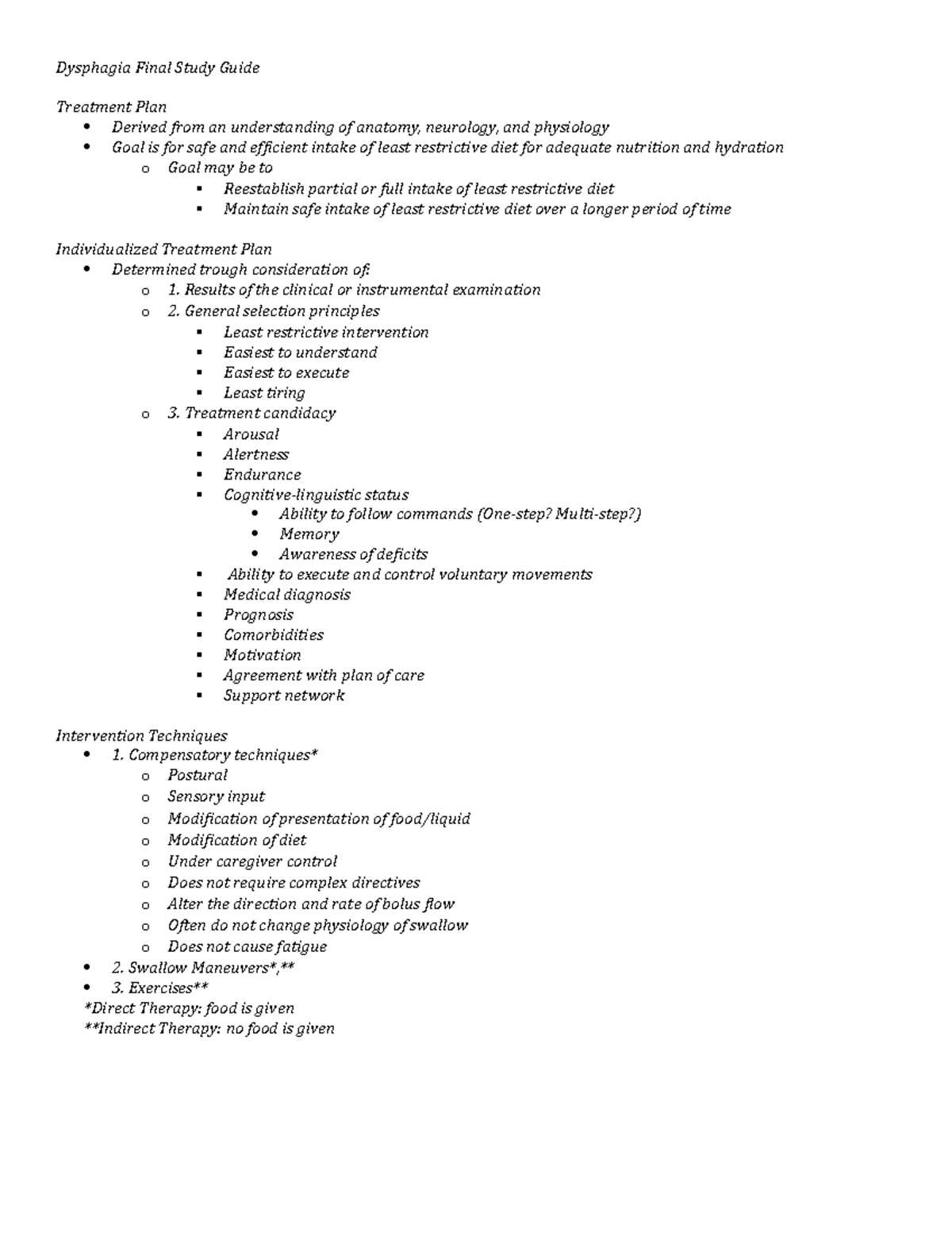 Dysphagia Final Study Guide - Results of the clinical or instrumental ...