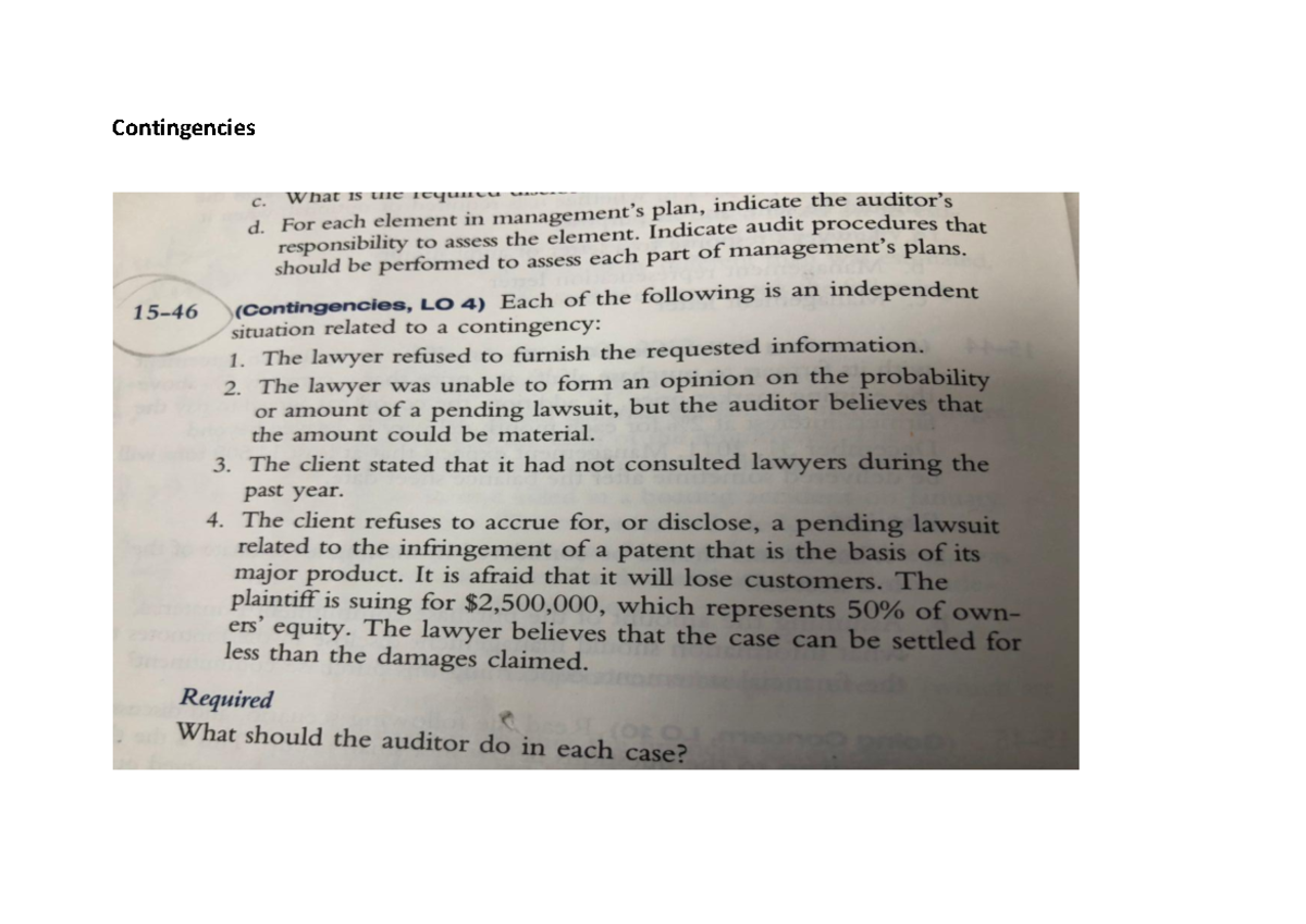 Exercises on Contingencies & Going Concern (ACCT 101) - Studocu