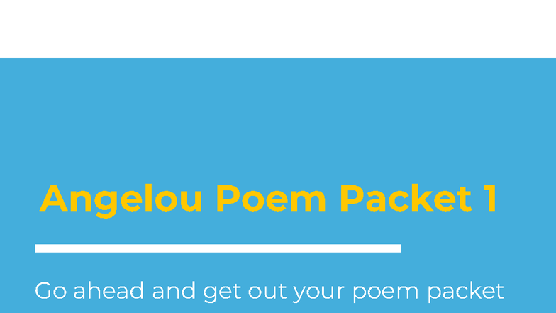 AICE Lit: Analyzing Love in Angelou's Poems - Packet 1 - Studocu