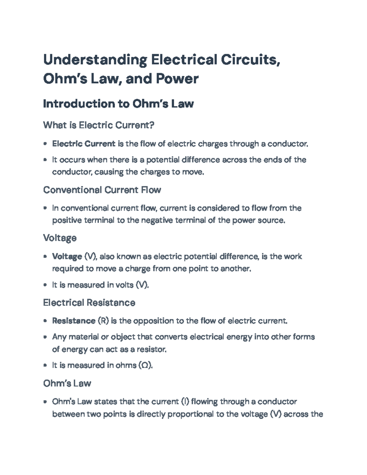 Understanding Electrical Circuits: Ohm's Law and Power Basics ...