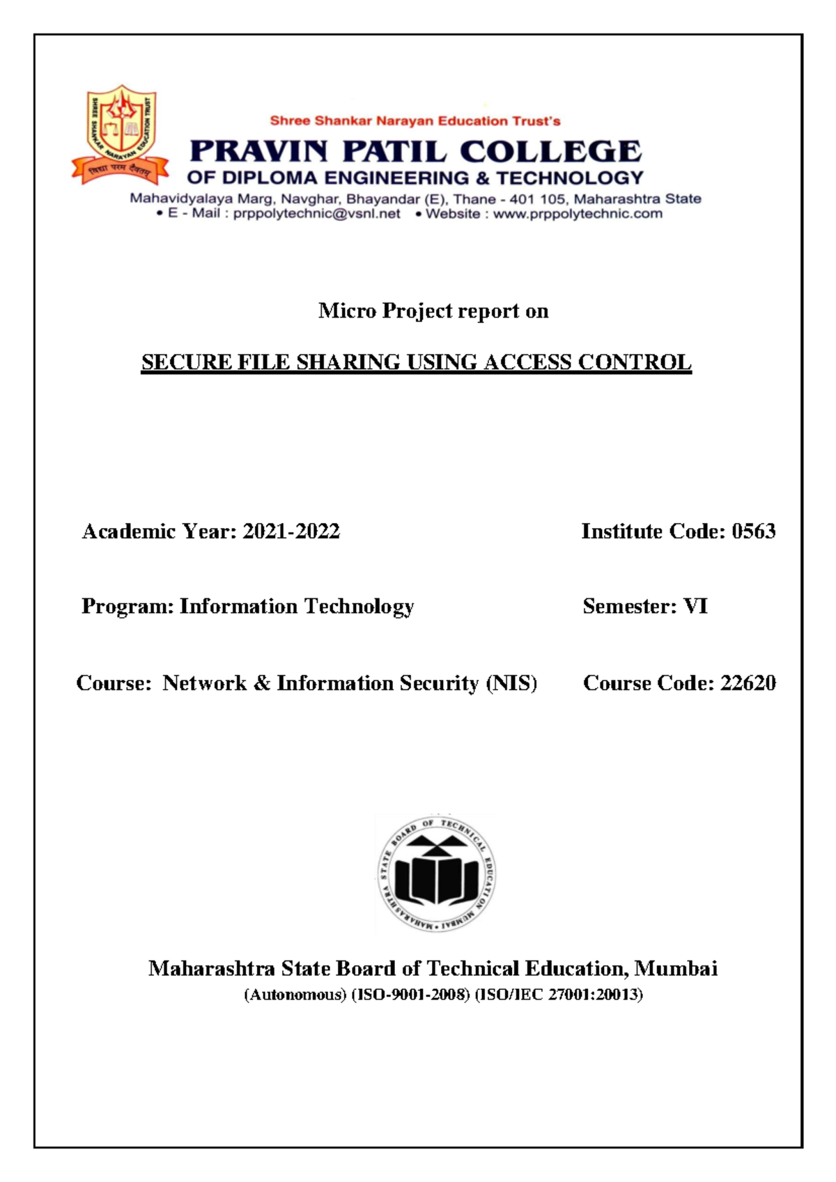 NIS 22620 Micro Project: Secure File Sharing with Access Control - Studocu