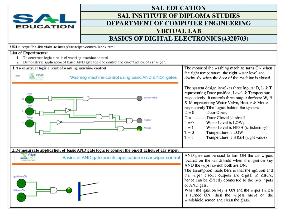 Exp 3 - Degital electronics experiment with vlab - EXPERIMENT : 03 AIM ...