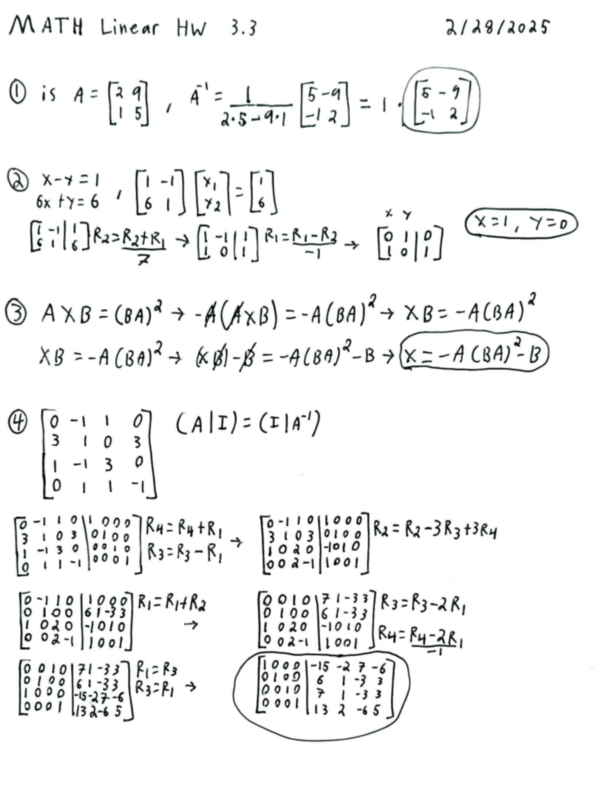 MATH 3.3 Linear Algebra Homework Solutions & Examples - Studocu