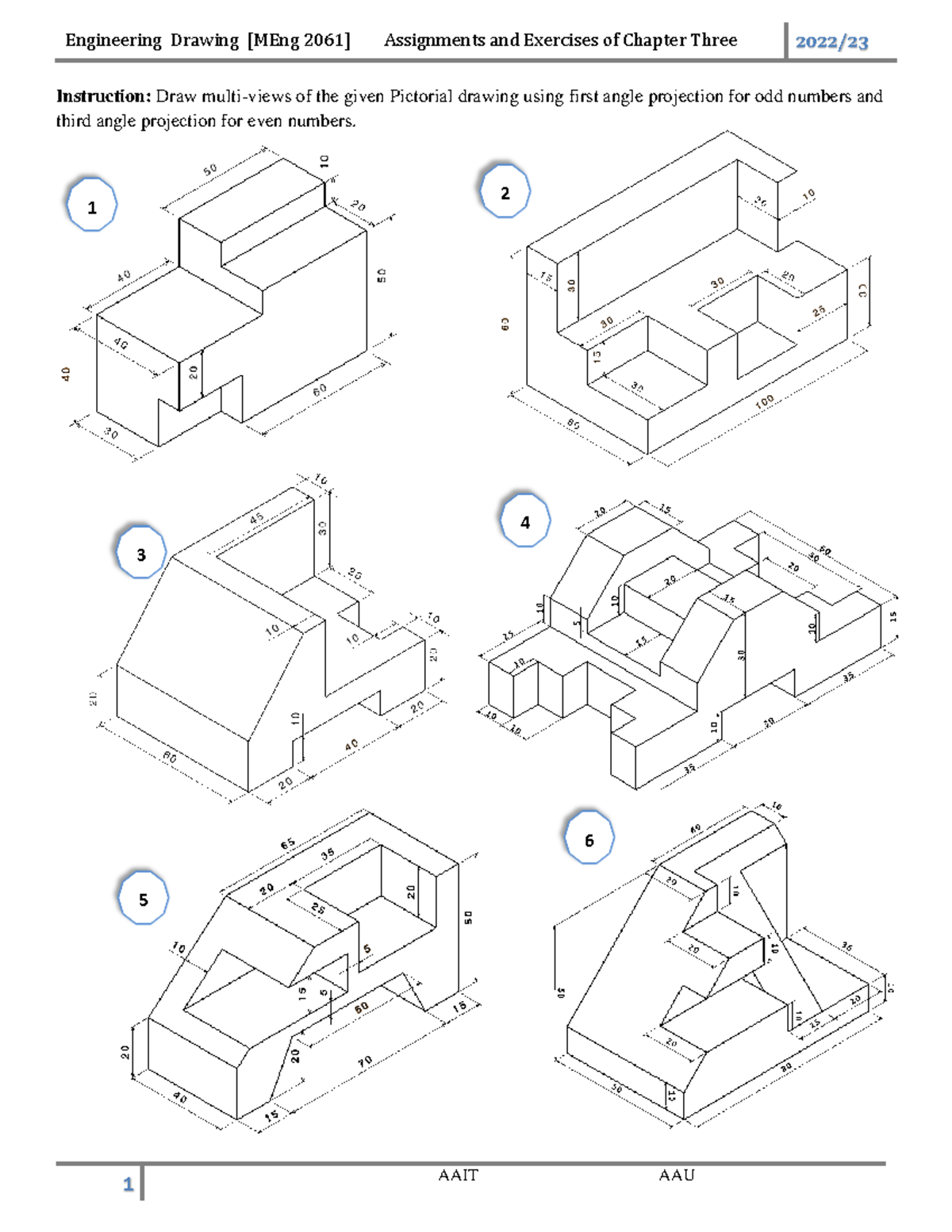 MEng 2061 Chapter 3 Engineering Drawing Assignment 2022-23 - Studocu