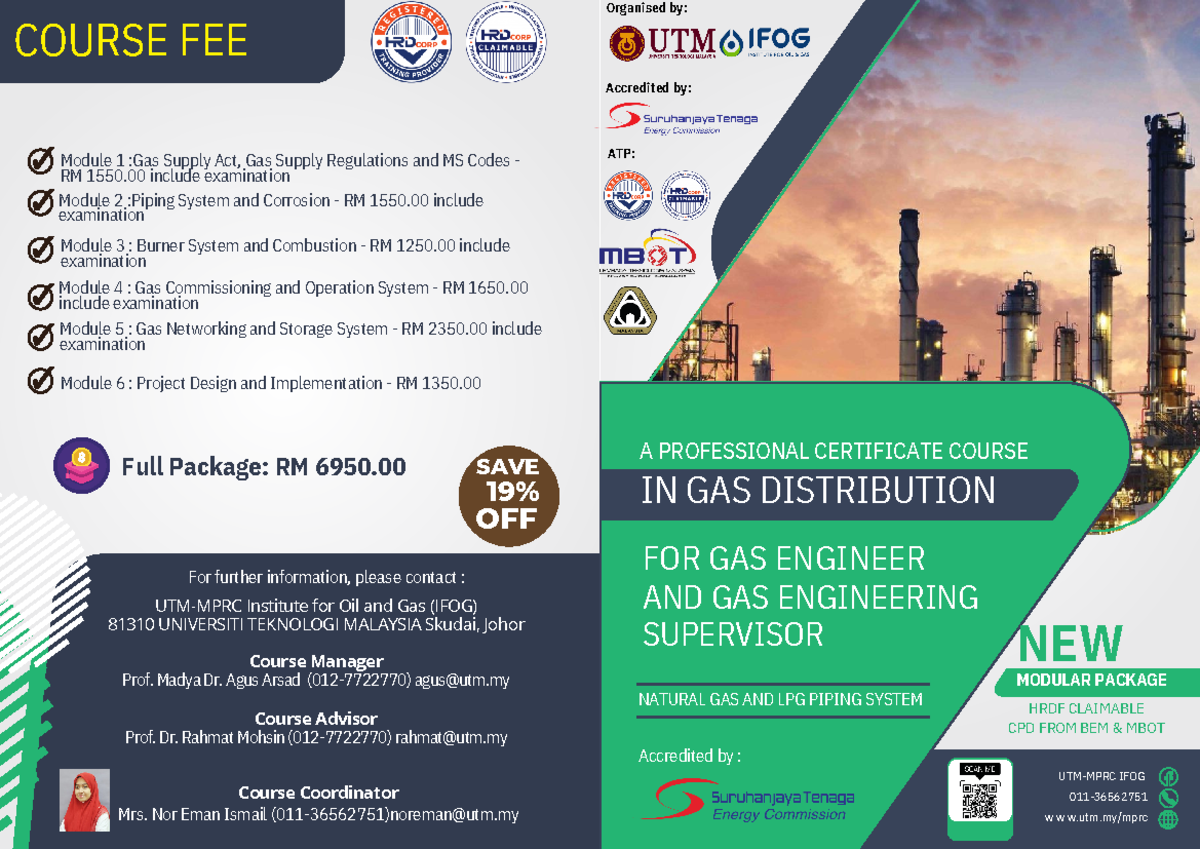 Gas Engineering and Supervisor Certificate Course - UTM-MPRC IFOG - Studocu