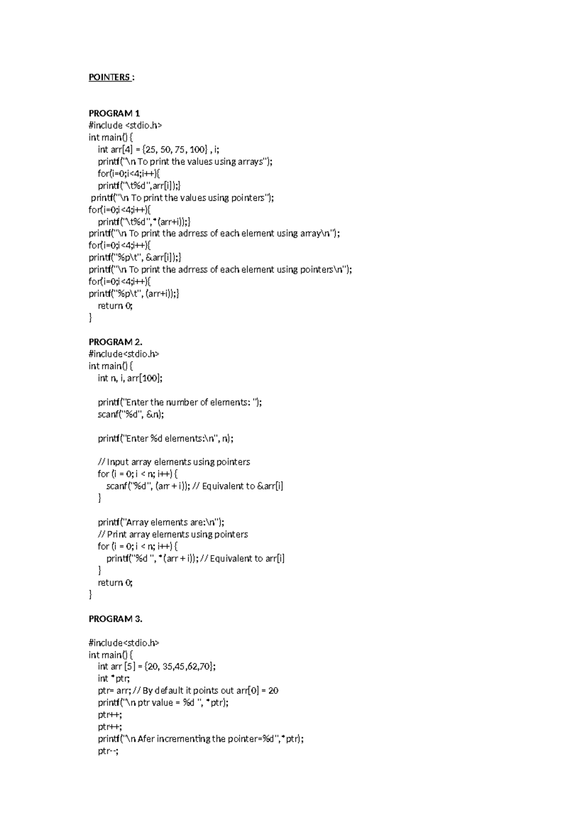PPS EXP 6 , 7 , 8 - this has functions arrays and pointers - POINTERS ...